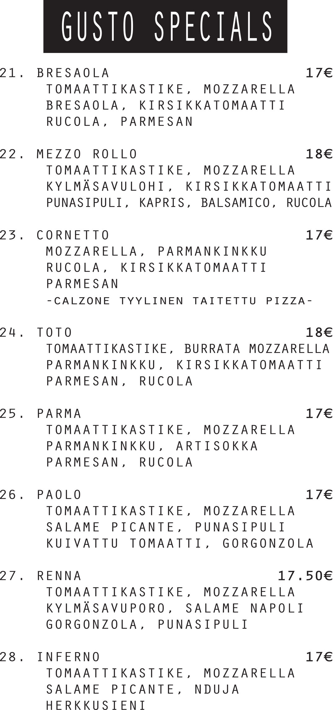 Menu – Ravintola Gusto